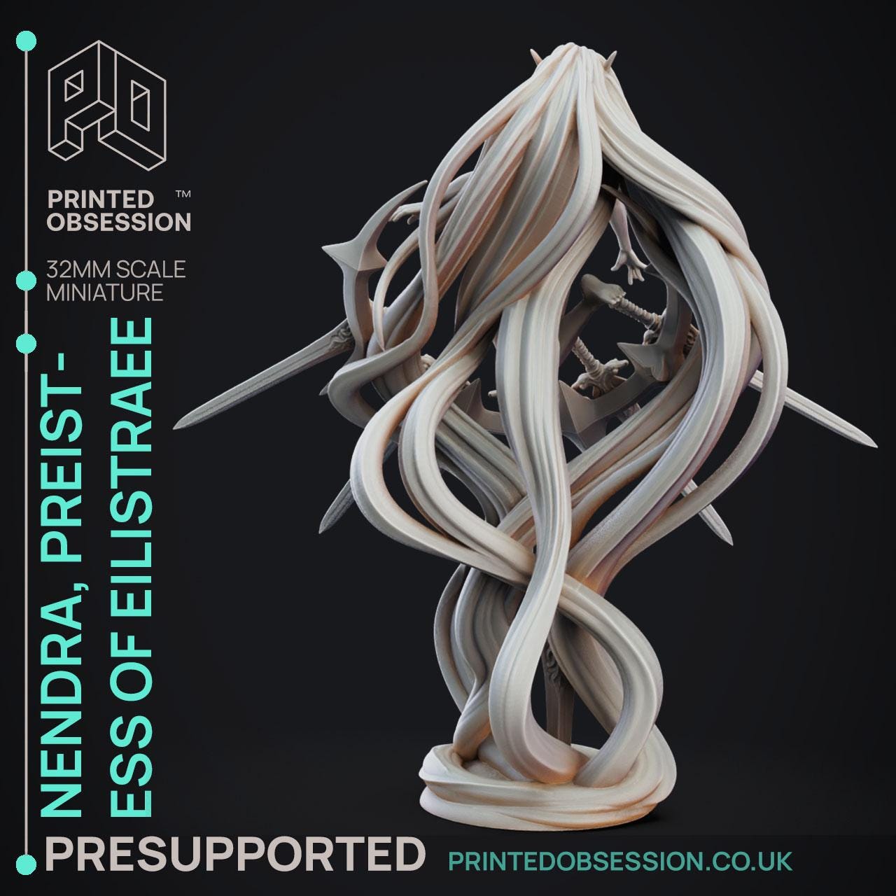 Dark Elf Priestess Miniature – 3D Printable STL, Dnd RPG (digital ...