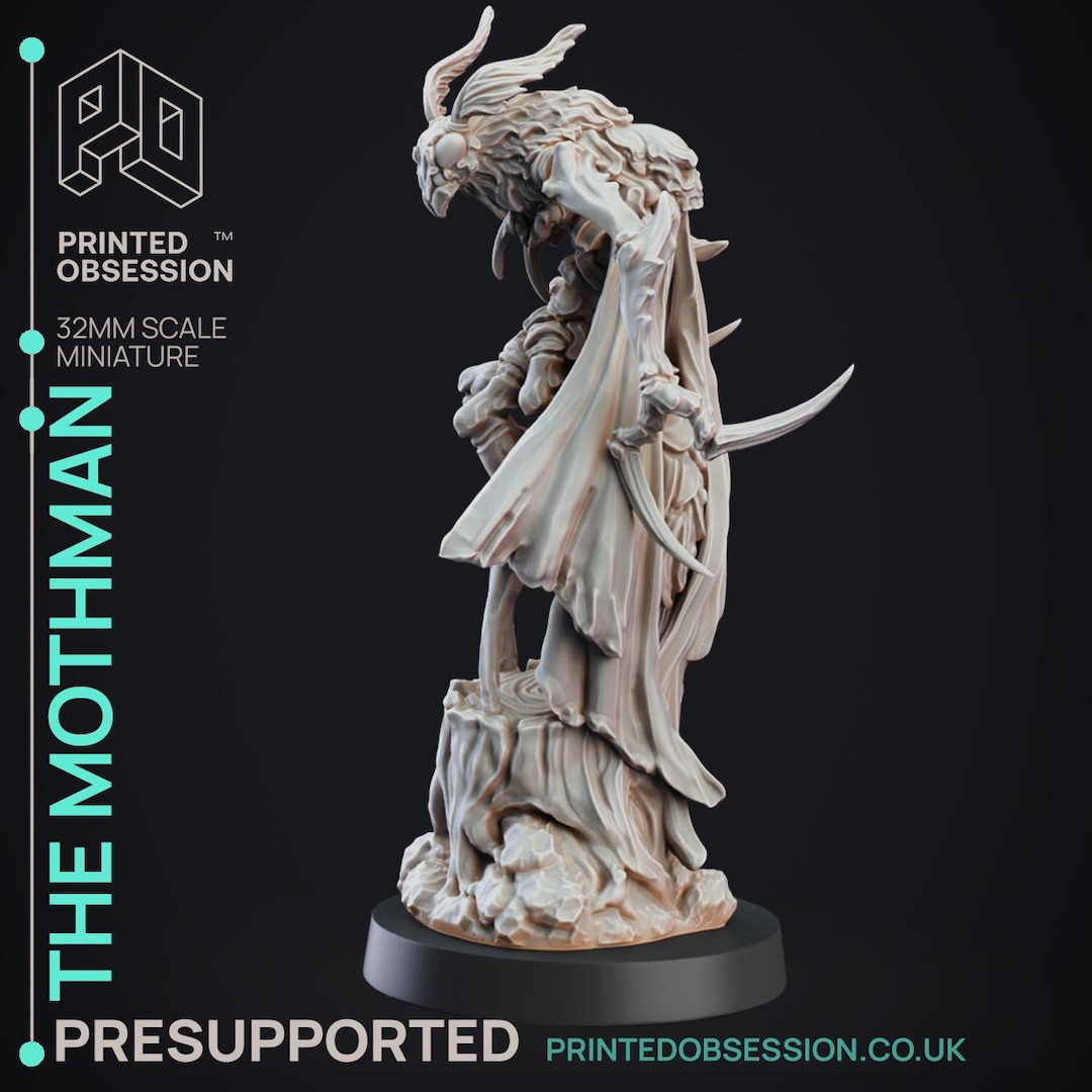 Mothman Miniature | 32mm Scale | Cryptid Horror Figure | Presupported STL | Tabletop Gaming ...