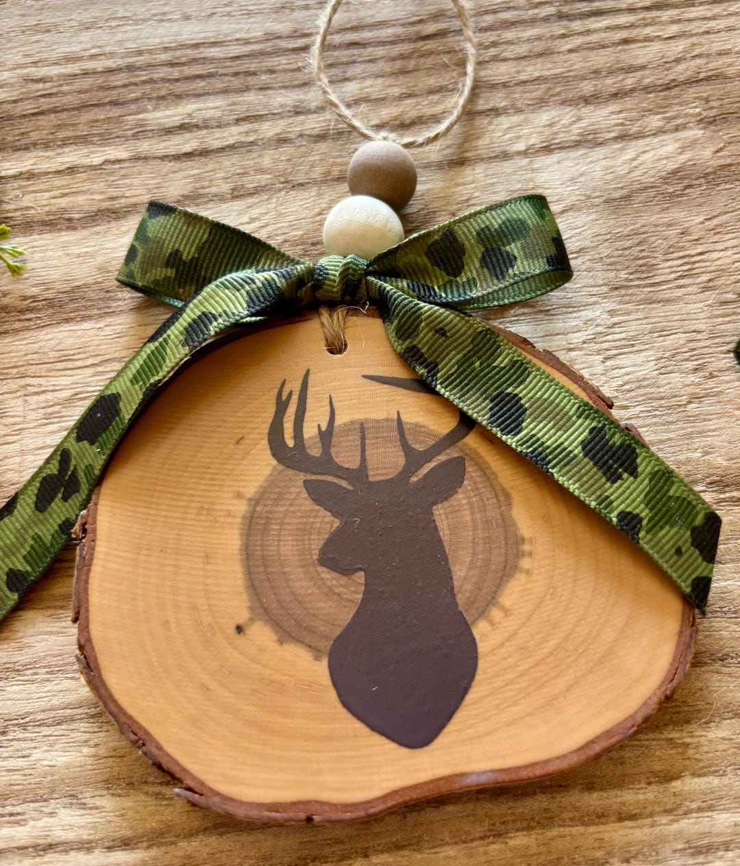 Rustic Deer Antler Wood Slice Ornaments - Etsy