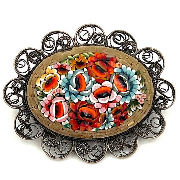 Micro Mosaic Brooch - Etsy