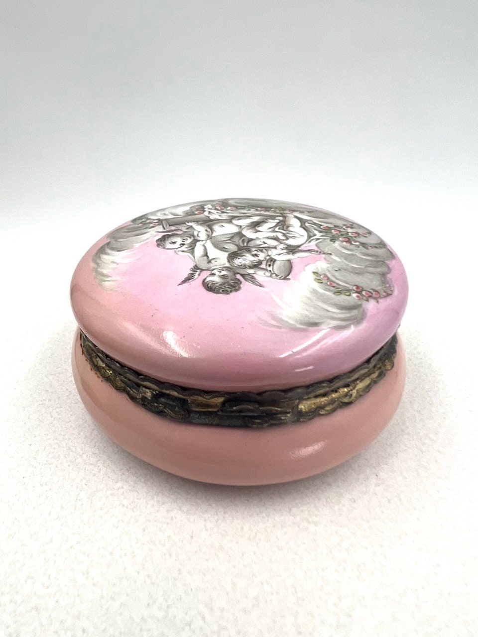 Antique French Snuff Box Sèvres Style Pink Cherub Patch Box Tobacciana ...