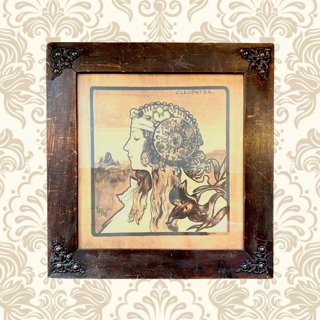 Antique Victorian Cleopatra Print Wall Art Nouveau Decor Boho Chic ...
