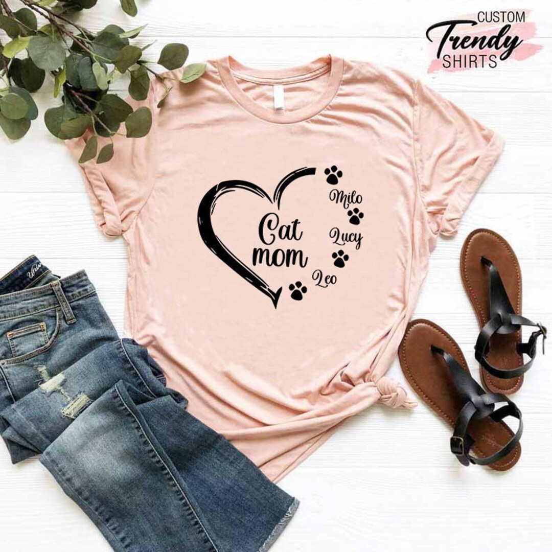 Custom Cat Mom Shirt, Cat Owner Gift, Personalized Cat Shirt, Cat Mom ...