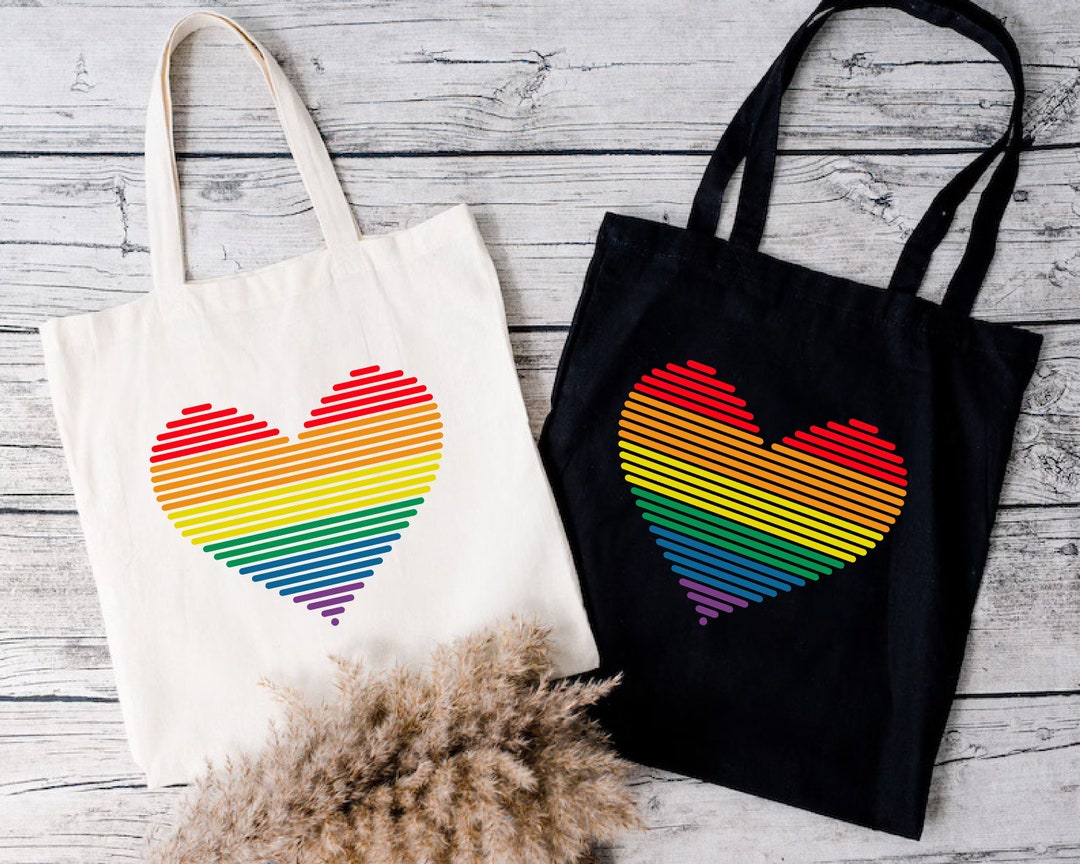 Rainbow Heart Tote Bag, Pride Tote Bag, LGBTQ Tote Bag, LGBT Gift ...