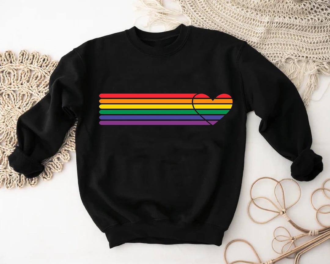 LGBTQ Sweatshirt, Rainbow Heart Sweatshirt, Gift for Gay Couple ...