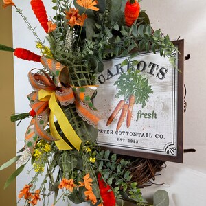 Carrot Themed Peter Cottontail Whimsical Wreath, Florals, Greenery ...
