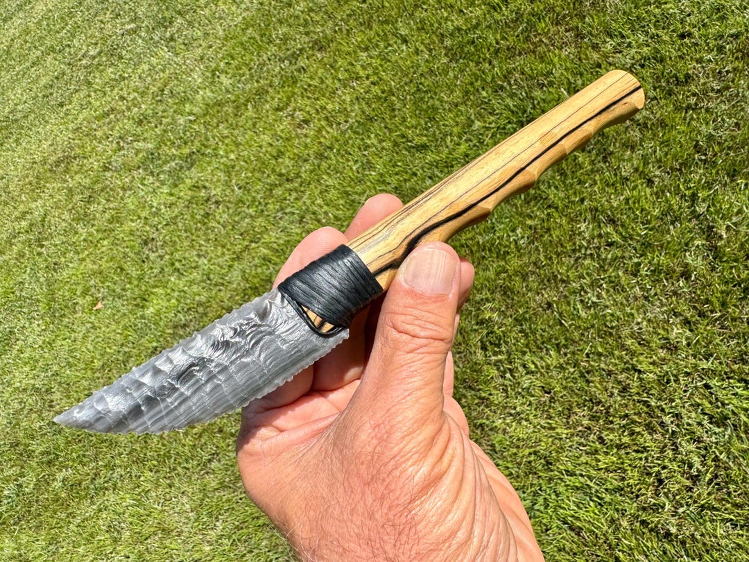 Pale Moon Ebony Knife With Gray Banded Obsidian Blade - Etsy