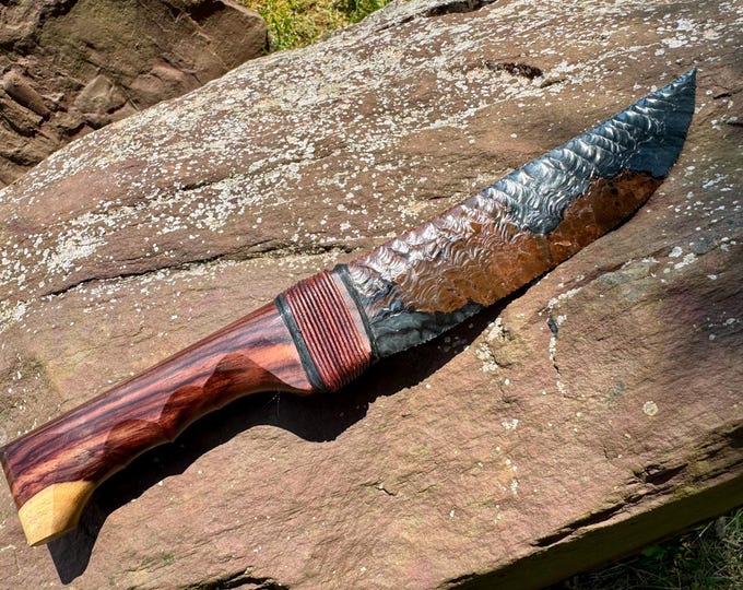 Obsidian Knife. 12” Nicaraguan Rosewood Knife With Dragon Skin Obsidian ...