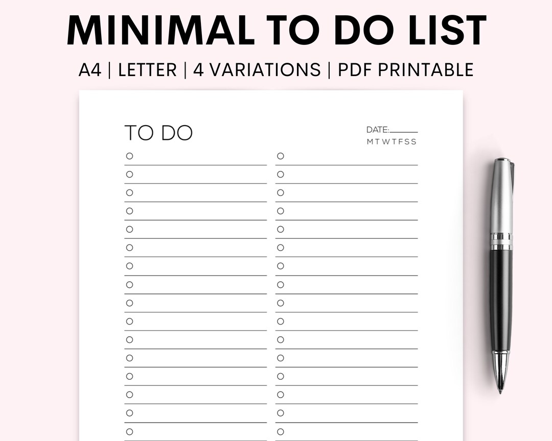 Printable to Do List Check List Daily Task List to Do List - Etsy