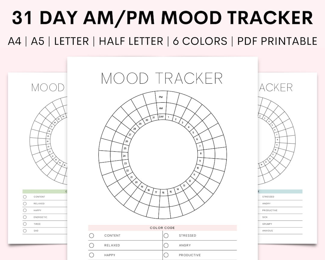 Printable Mood Tracker Daily Mood Tracker Therapy Worksheet - Etsy