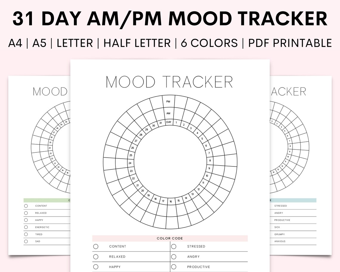 Printable Mood Tracker Daily Mood Tracker Therapy Worksheet - Etsy