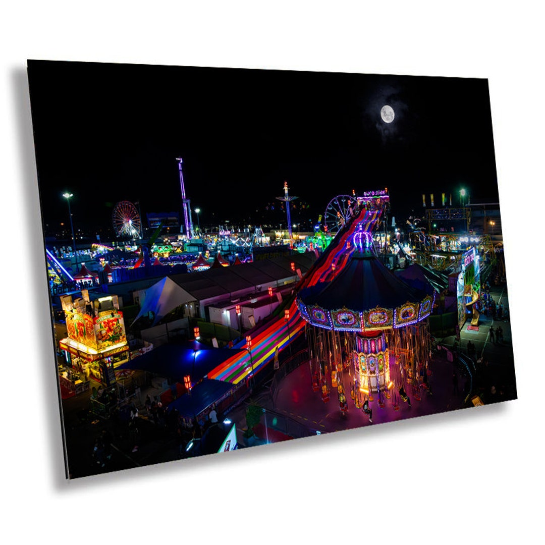 Fairground Galaxy: Arizona State Fair Amusement Rides Metal Canvas Wall ...