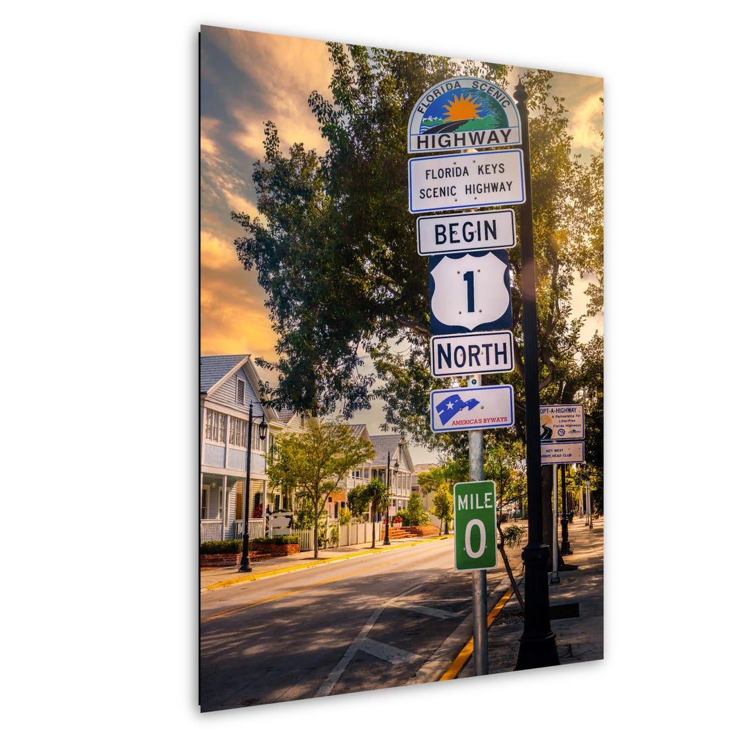 Key West Highway 1 Sign: Florida Keys Scenic Highway Mile 0 Zero ...