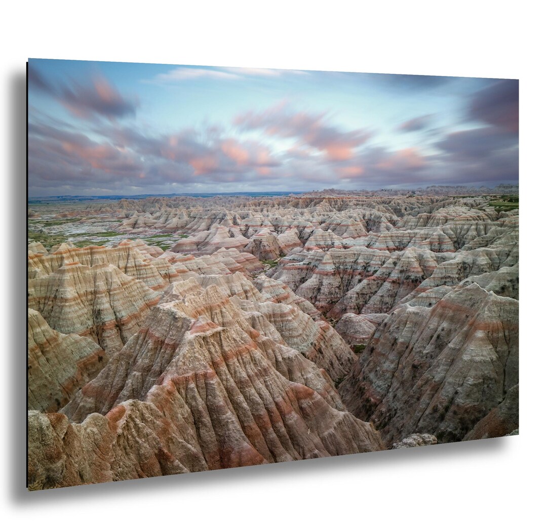 Badlands National Park Dusk Photography Print, Layered Rock Landscape ...