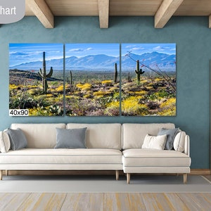 Nature's Contrast: Yellow Desert Cactus Saguaro National Park Wall Art ...