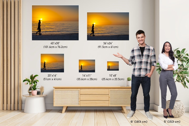 Sunset Beach Couple Silhouette: Florida Seascape Photography Wall Art ...
