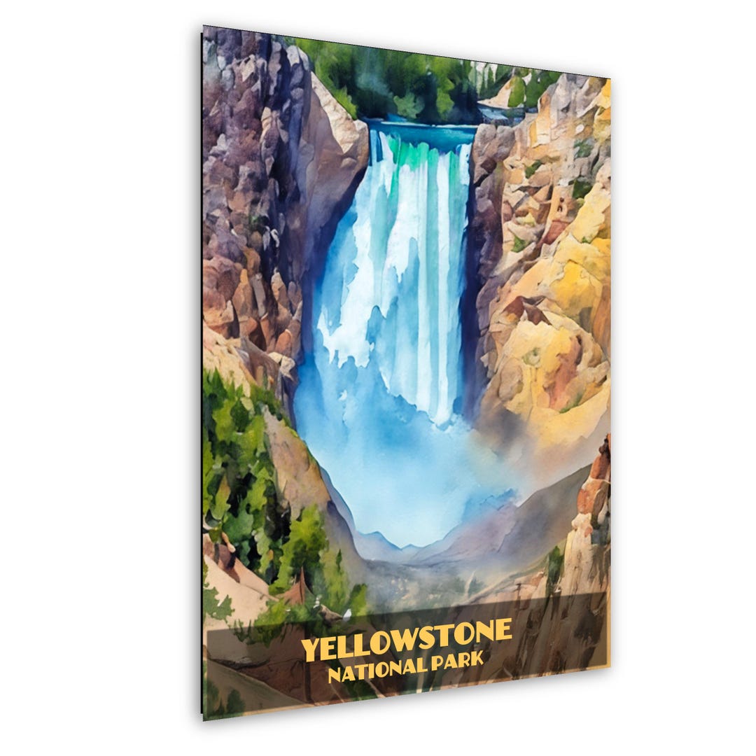 Yellowstone Lower Falls: Wyoming National Park Watercolor Style ...