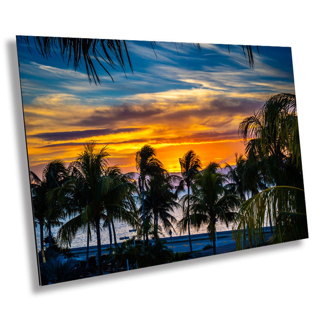 Key West Sunset Print: Palm Tree Seascape Photography, Florida Wall Art ...