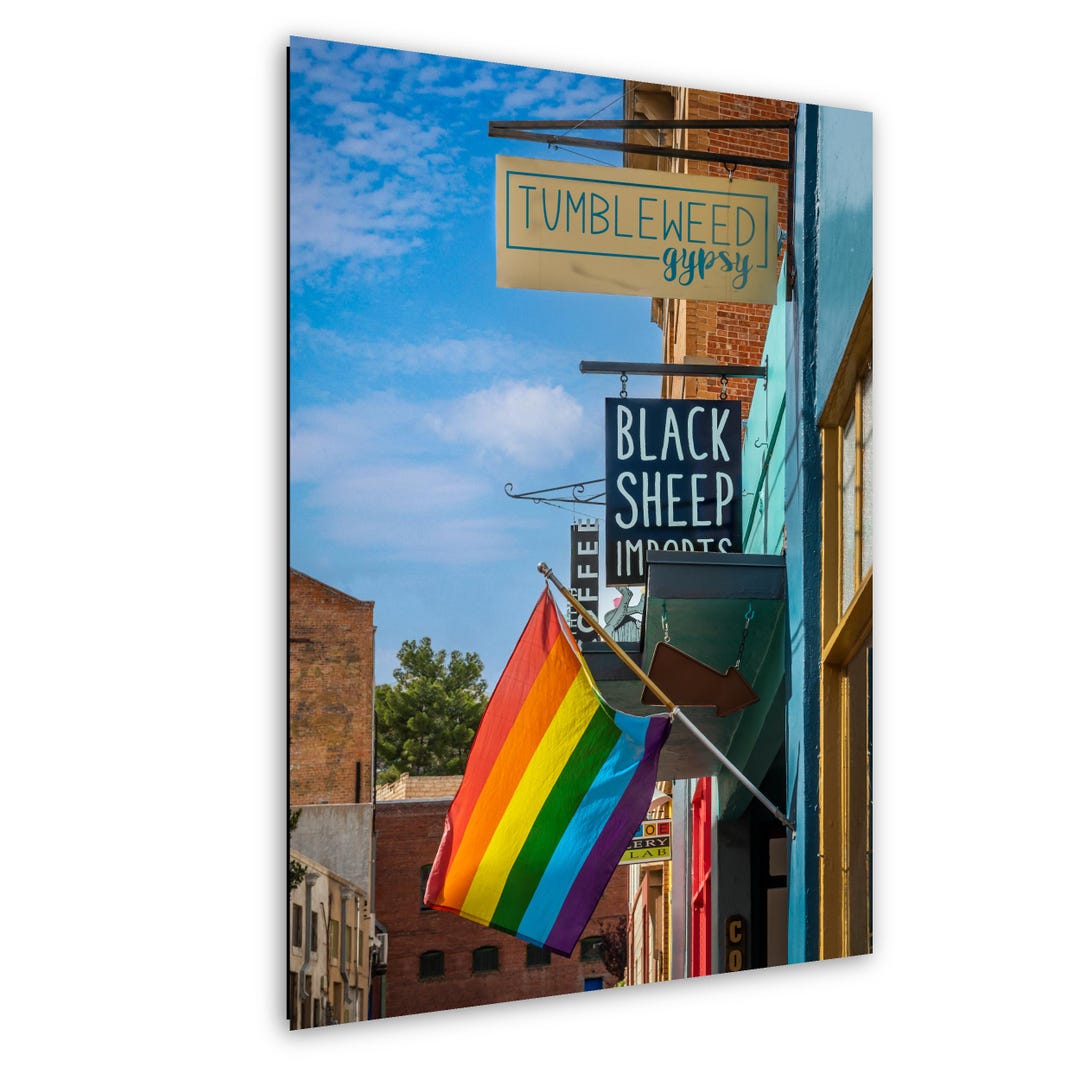 Bisbee Street Scene With Pride Flag Colorful Arizona Downtown ...