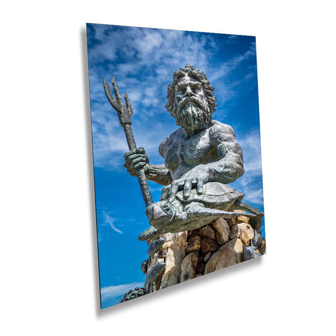 Up Close With King Neptune: Detailed Shot of King Neptune Against Clear ...