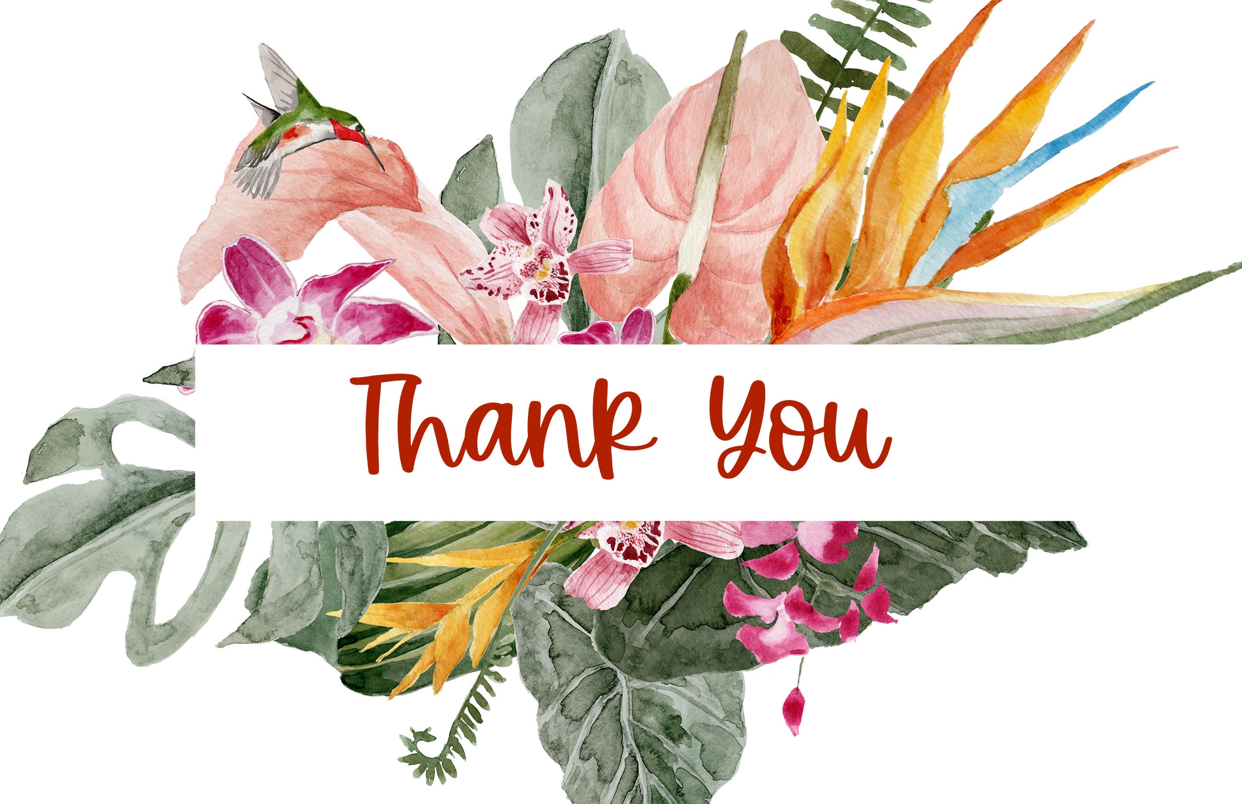 Thank You Card - Tropical Theme Thank You Card - Digital Download - JW ...