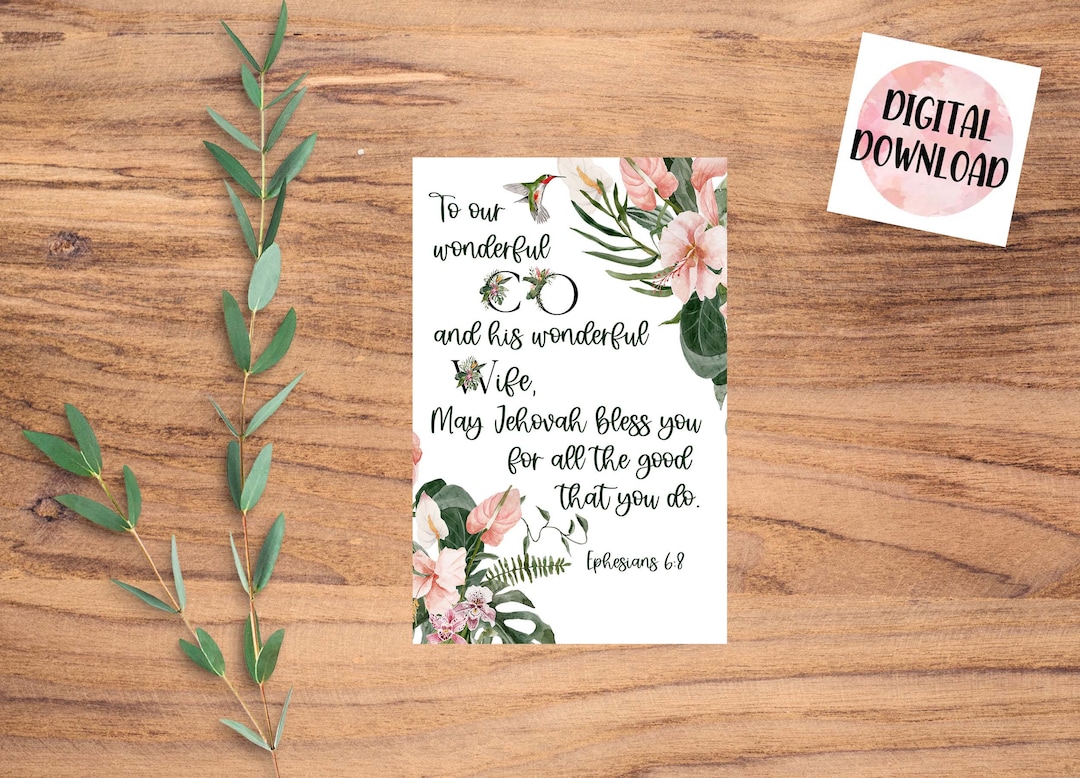 C.O. & Wife Appreciation Card - Thank You Card - Digital Download - JW ...