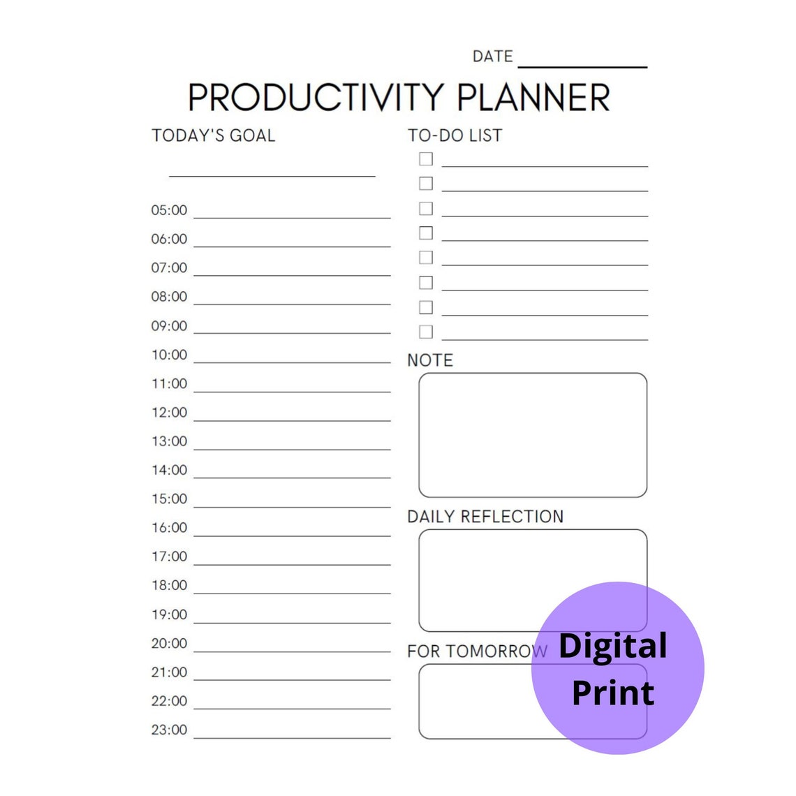 Daily Printable and PDF Fillable Planner Printable PDF - Etsy