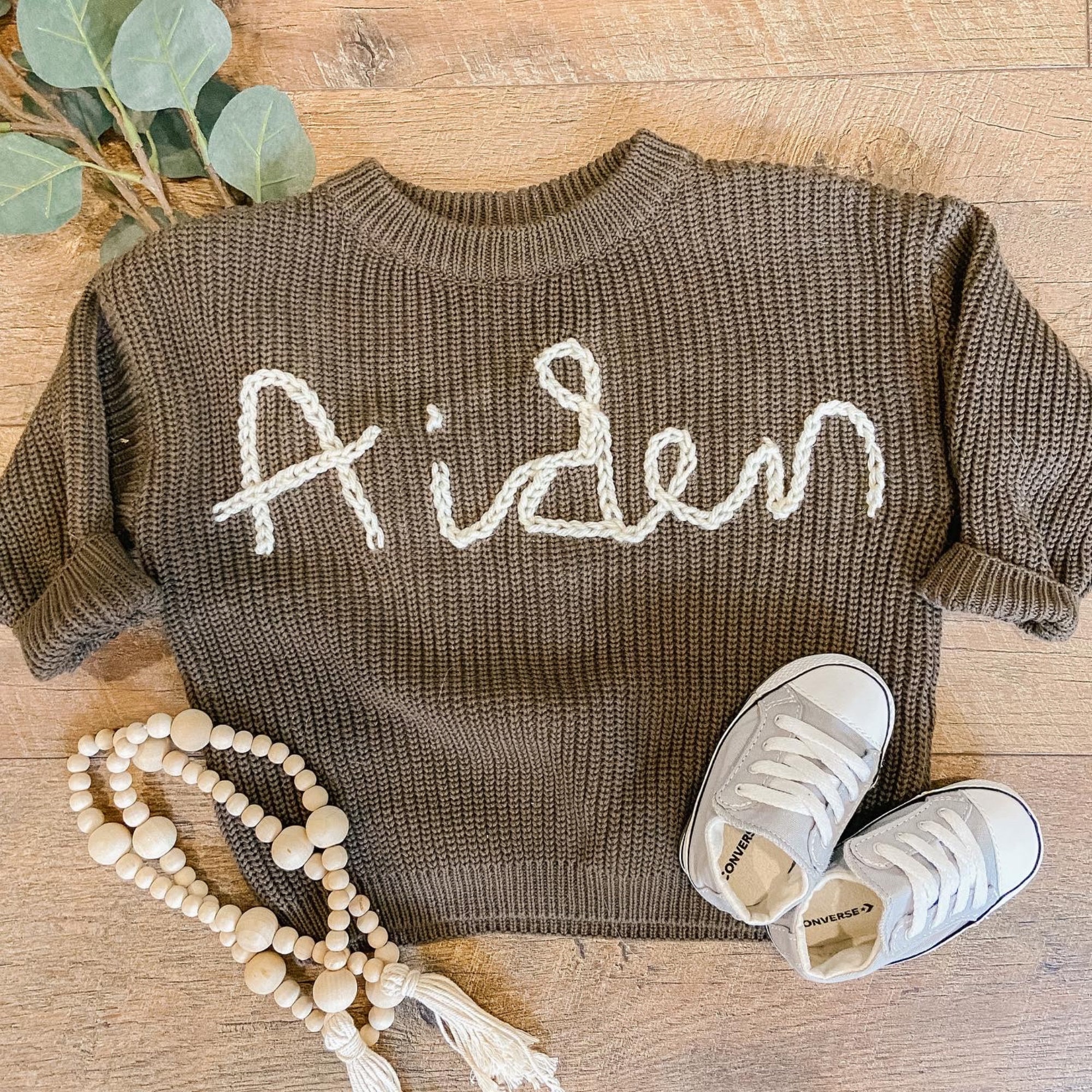 Personalized Baby Sweater hand Embroidered Name Knit Sweater With Name ...