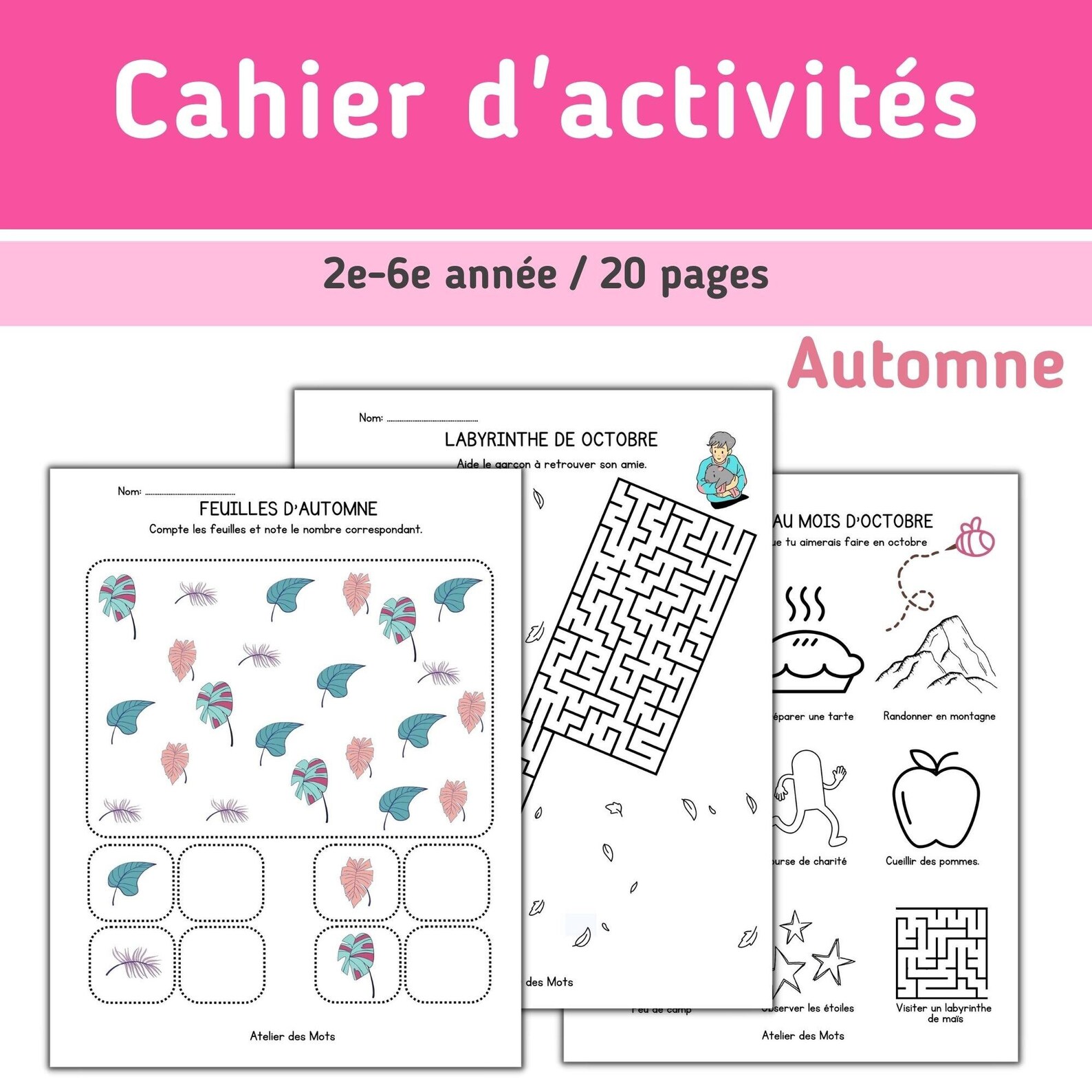 French Activity Pack for Kids Instant Download Automne/october & Back ...