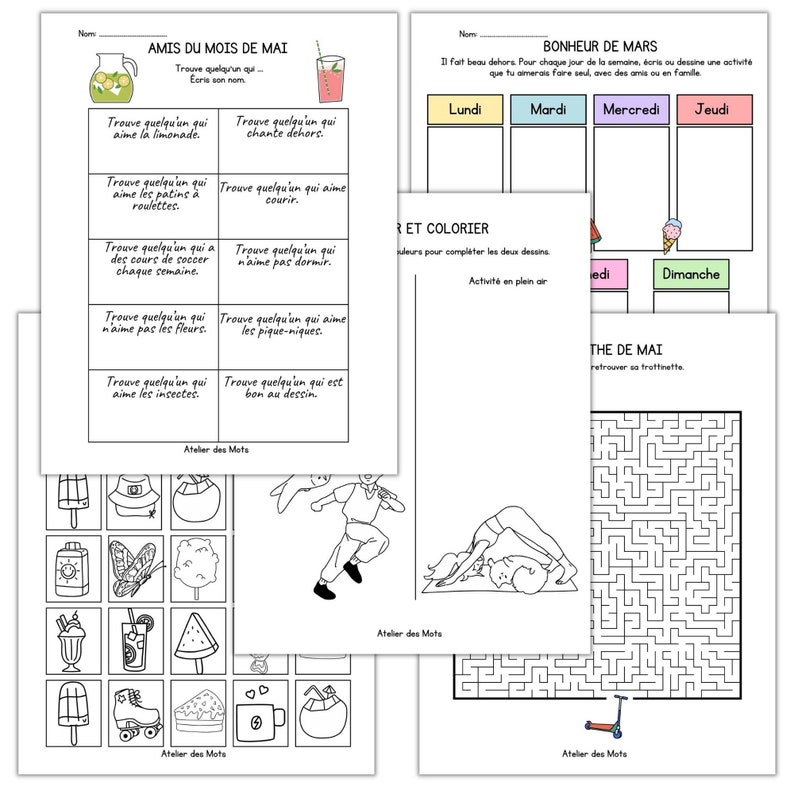 French Activity Pack for Kids Instant Download may and Spring Time ...