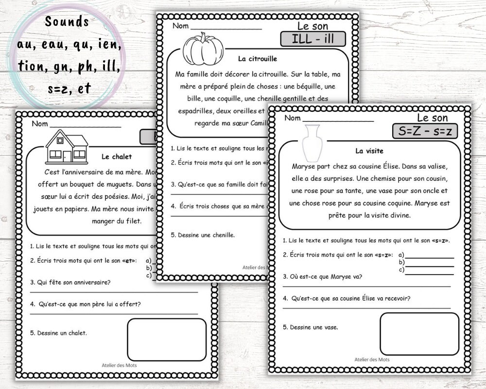Decodable Phonics Reading Passages French Sounds French - Etsy