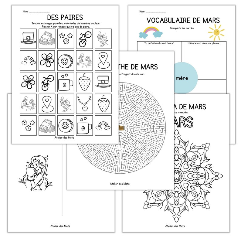 French Activity Pack for Kids Instant Download Marchvalentine's Day ...