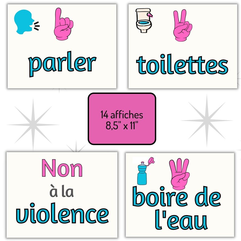 French Colorful Classroom Rules Posters Set K-elementary - Etsy