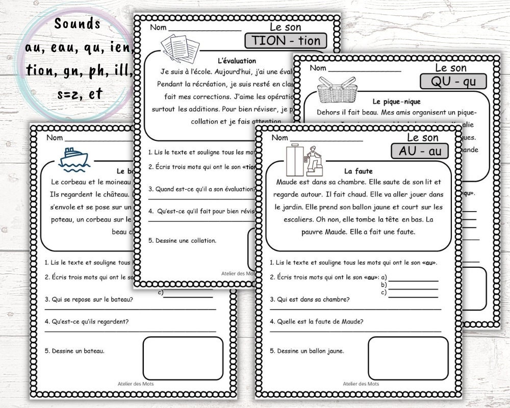 Decodable Phonics Reading Passages French Sounds French - Etsy