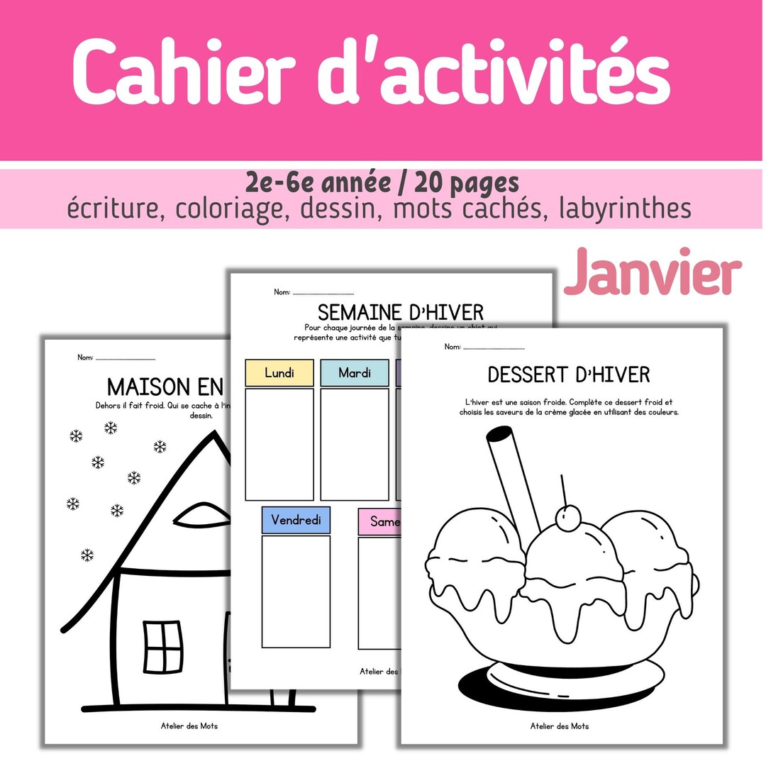 French Activity Pack for Kids Instant Download New Year and Winter ...