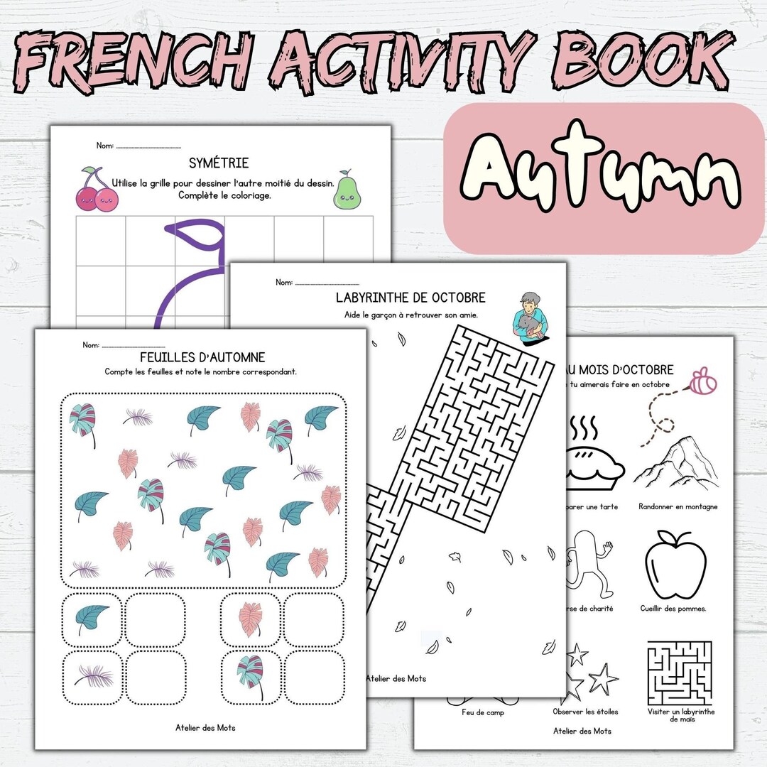 French Activity Pack for Kids Instant Download - Etsy Canada