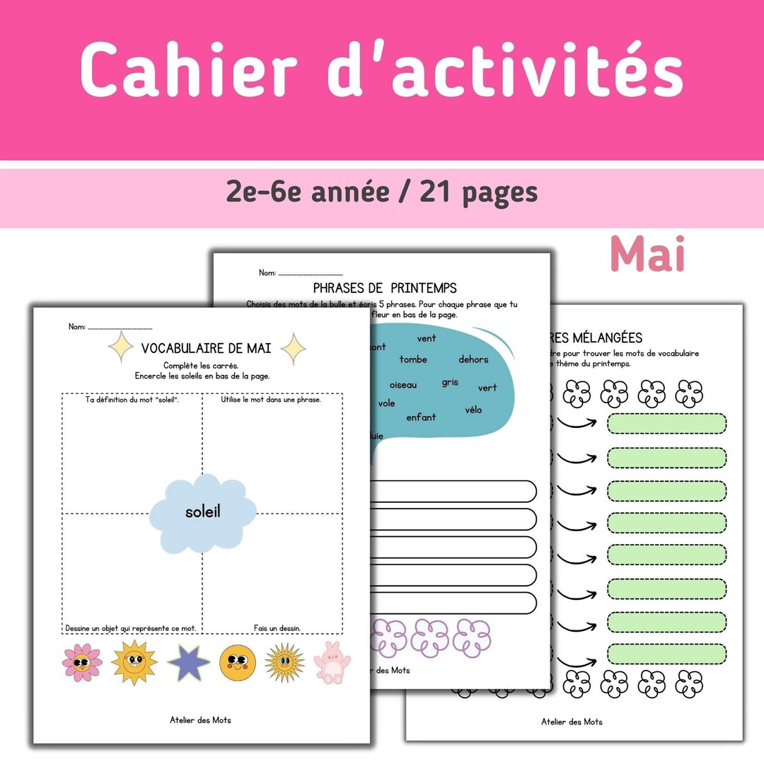 French Activity Pack for Kids Instant Download may and Spring Time ...