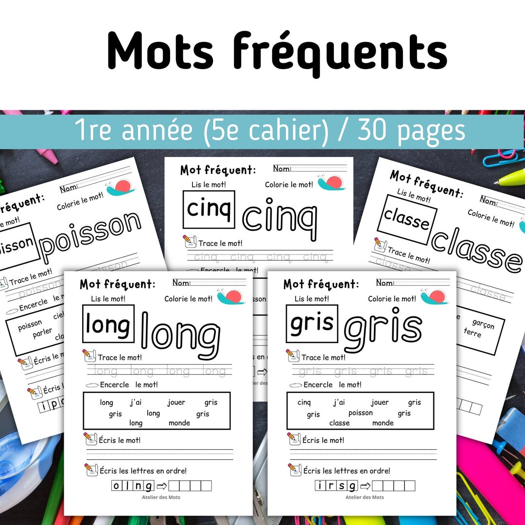 French Sight Words French Words Writing Book - Etsy