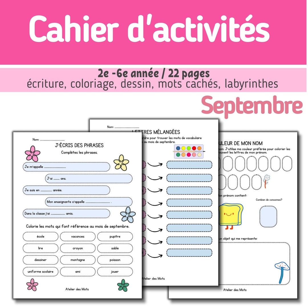 French Activity Pack for Kids Instant Download September & Back to ...