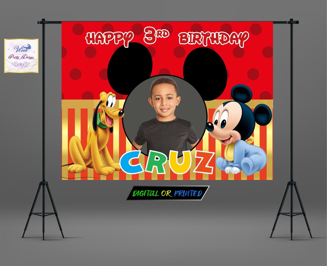 Custom Mickey Backdrop, Mickey Mouse Birthday Banner, Personalize ...