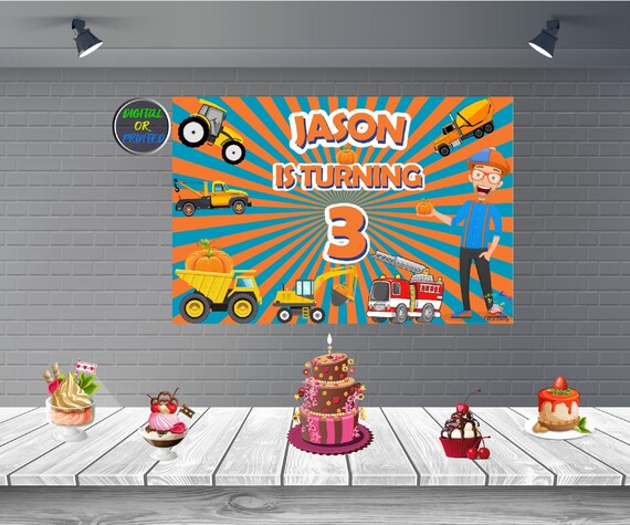Personalize Backdrop Blippi Birthday Decorations With | Etsy