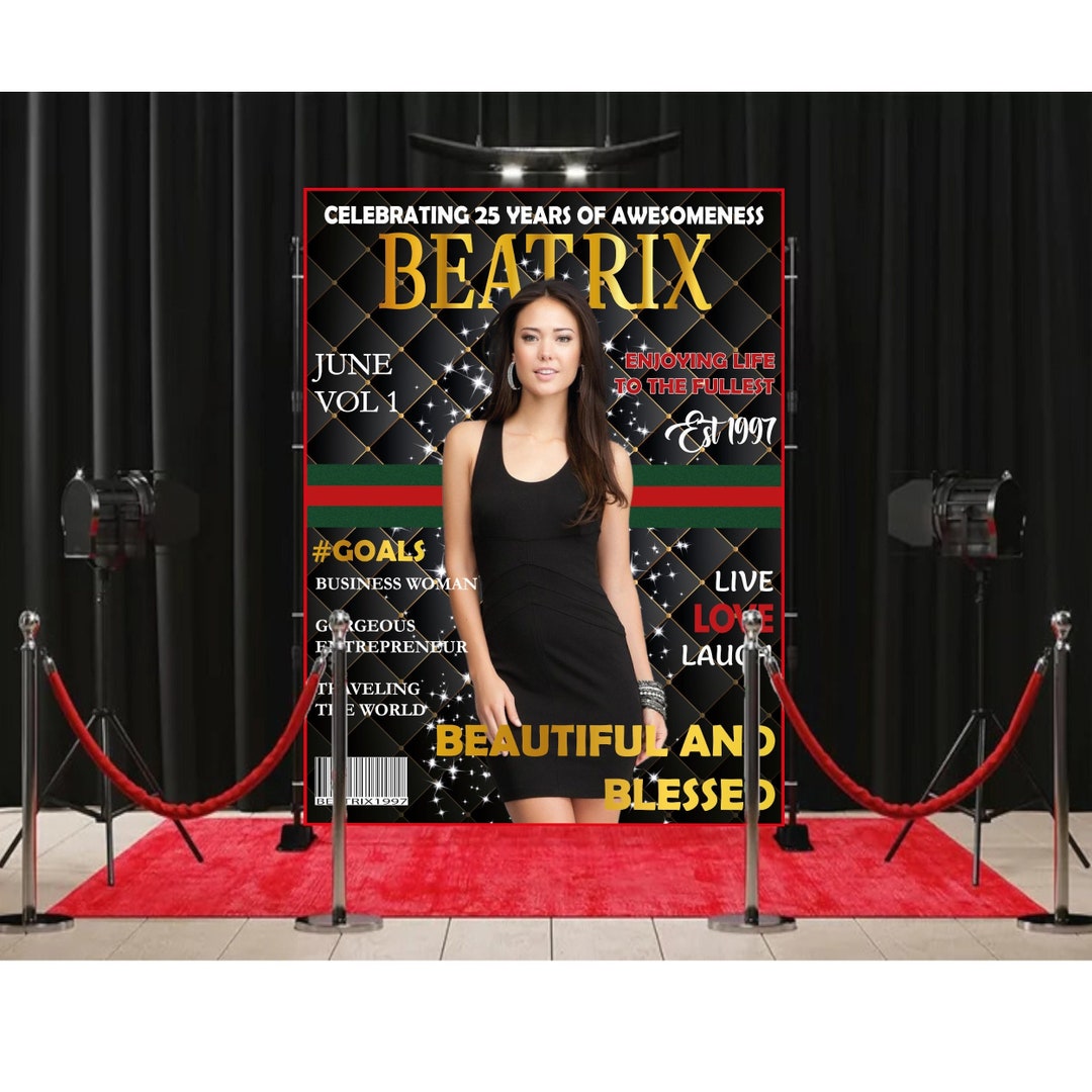 Magazine Cover Birthday Banner, Custom Step and Repeat Women’s Magazine ...