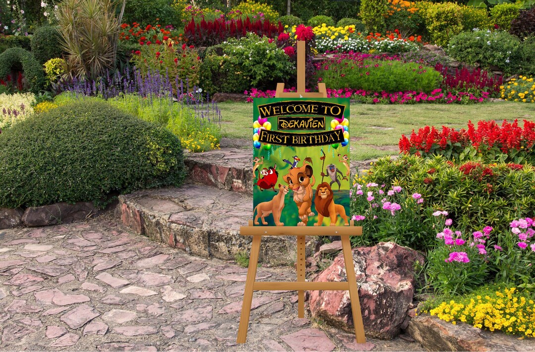 Custom Birthday Lion King Welcome Sign Board, Simba Party Sign ...
