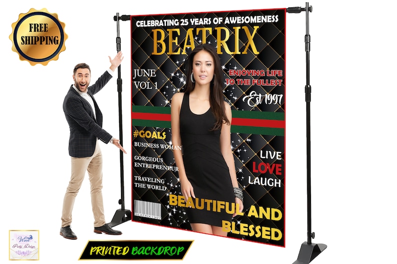 Magazine Cover Birthday Banner Custom Step and Repeat Womens - Etsy