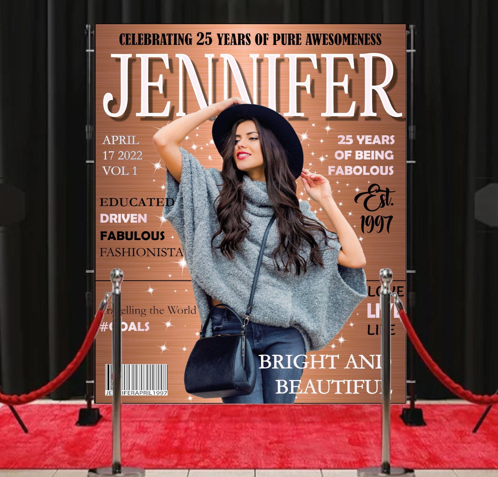 Custom Magazine Cover Backdrop, 30th Birthday Step and Repeat Backdrop ...