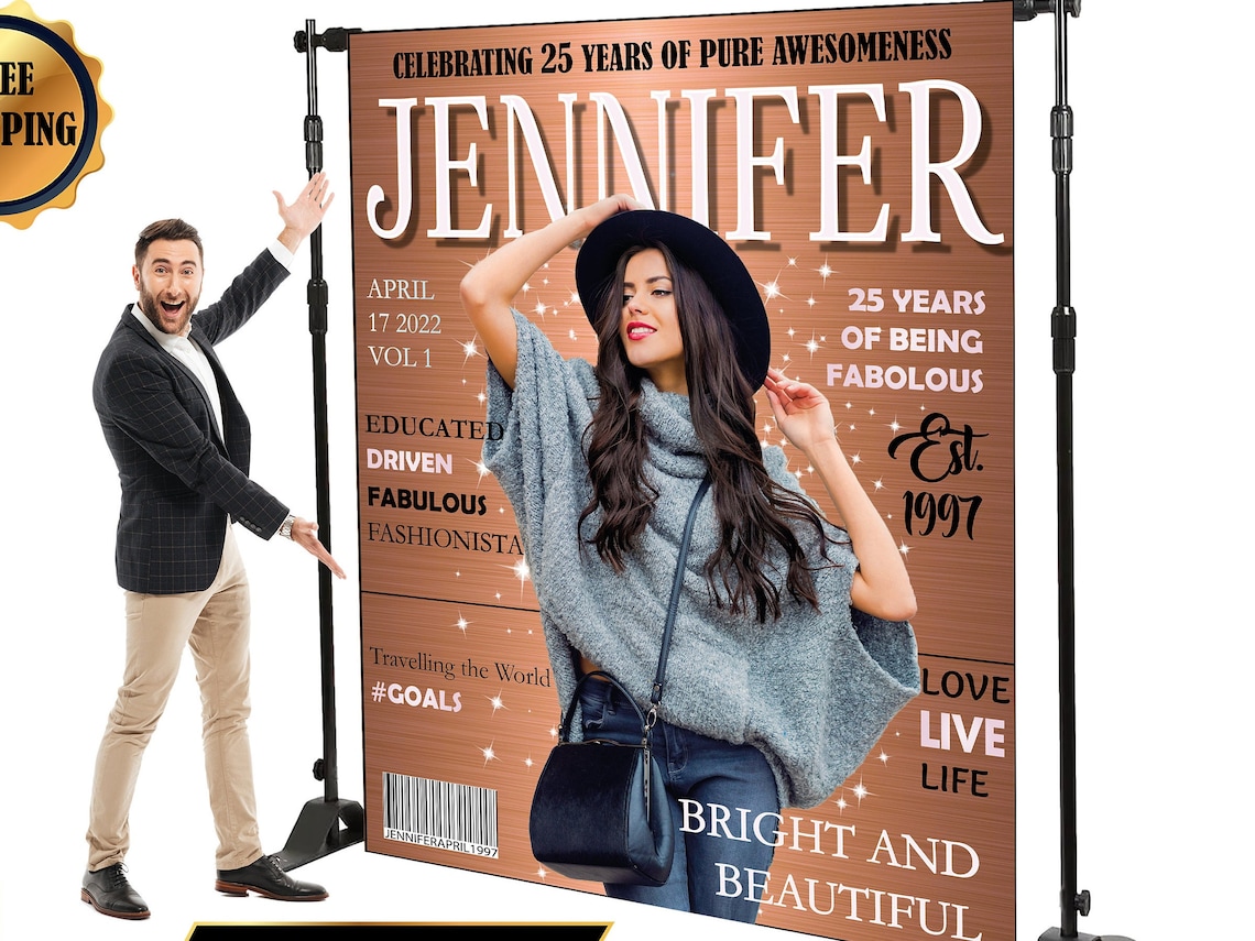 Custom Magazine Cover Backdrop, 30th Birthday Step and Repeat Backdrop ...