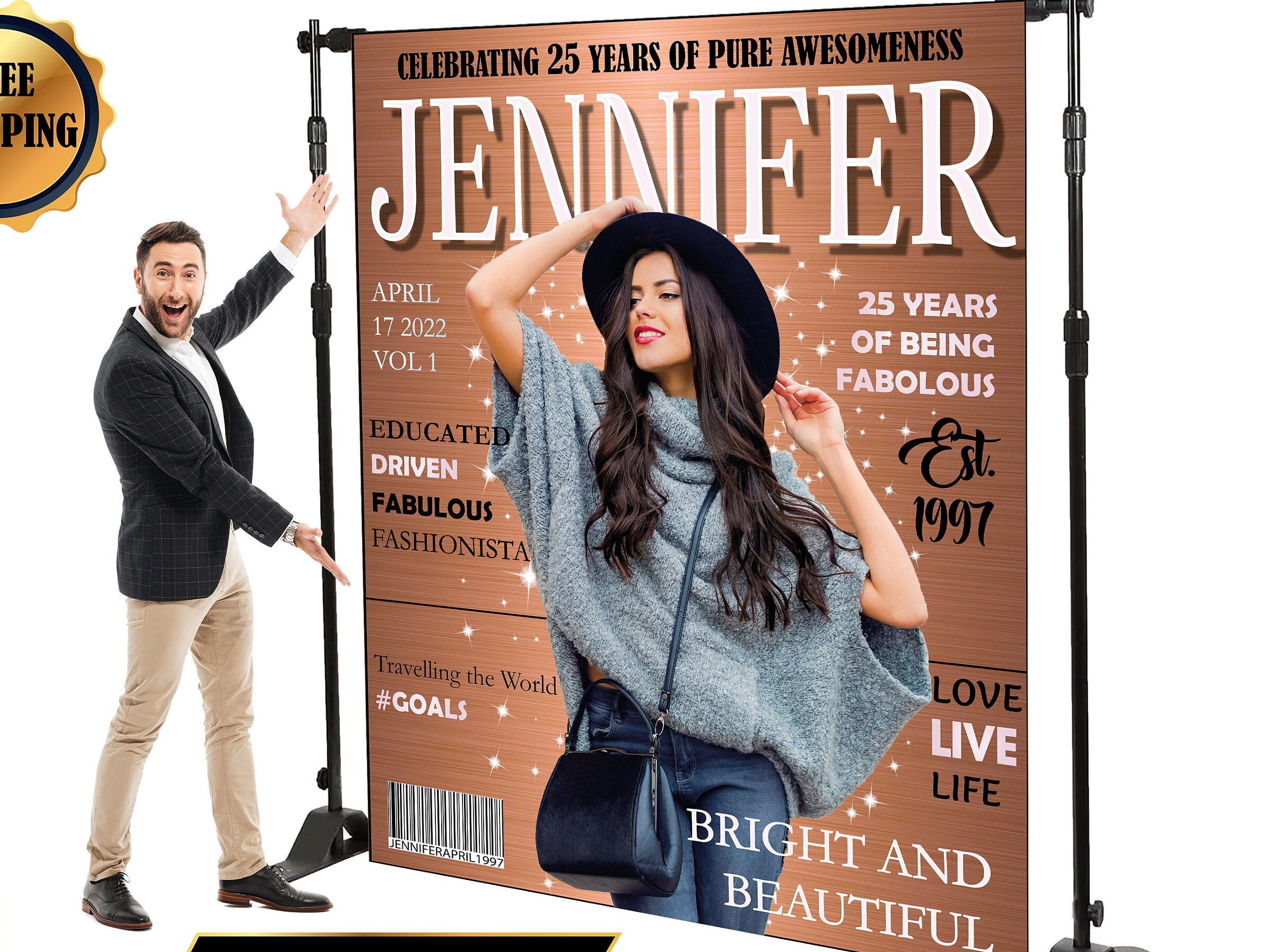 Custom Magazine Cover Birthday Backdrop, Personalized Photo Banner - Etsy