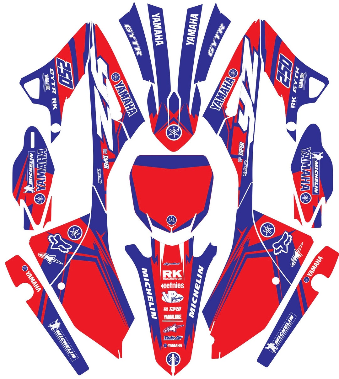 Red Blue White Graphics for Yamaha YZ250 2022 2023 2024 Decals - Etsy