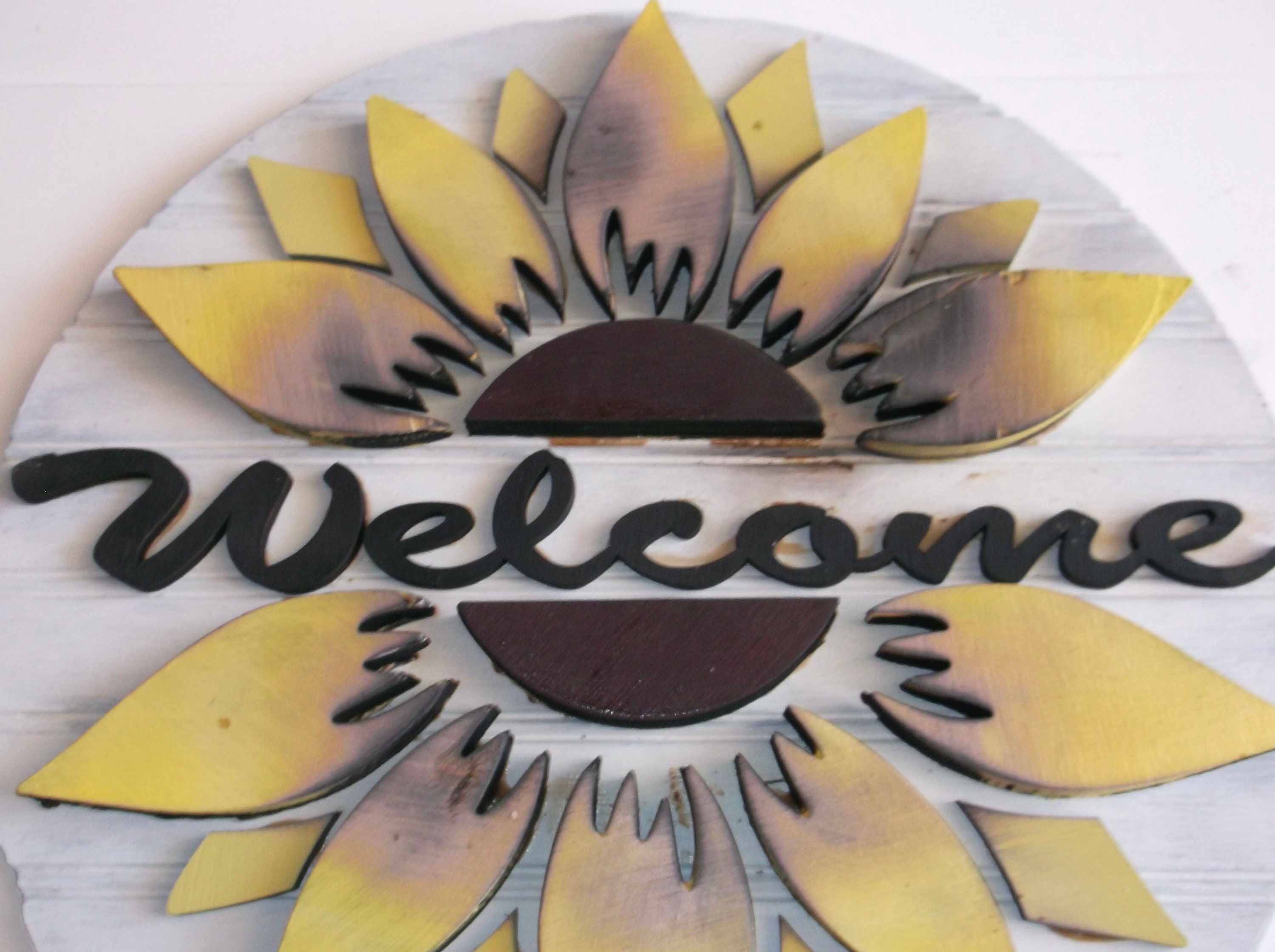 Sunflower Welcome Wooden Sign - Etsy