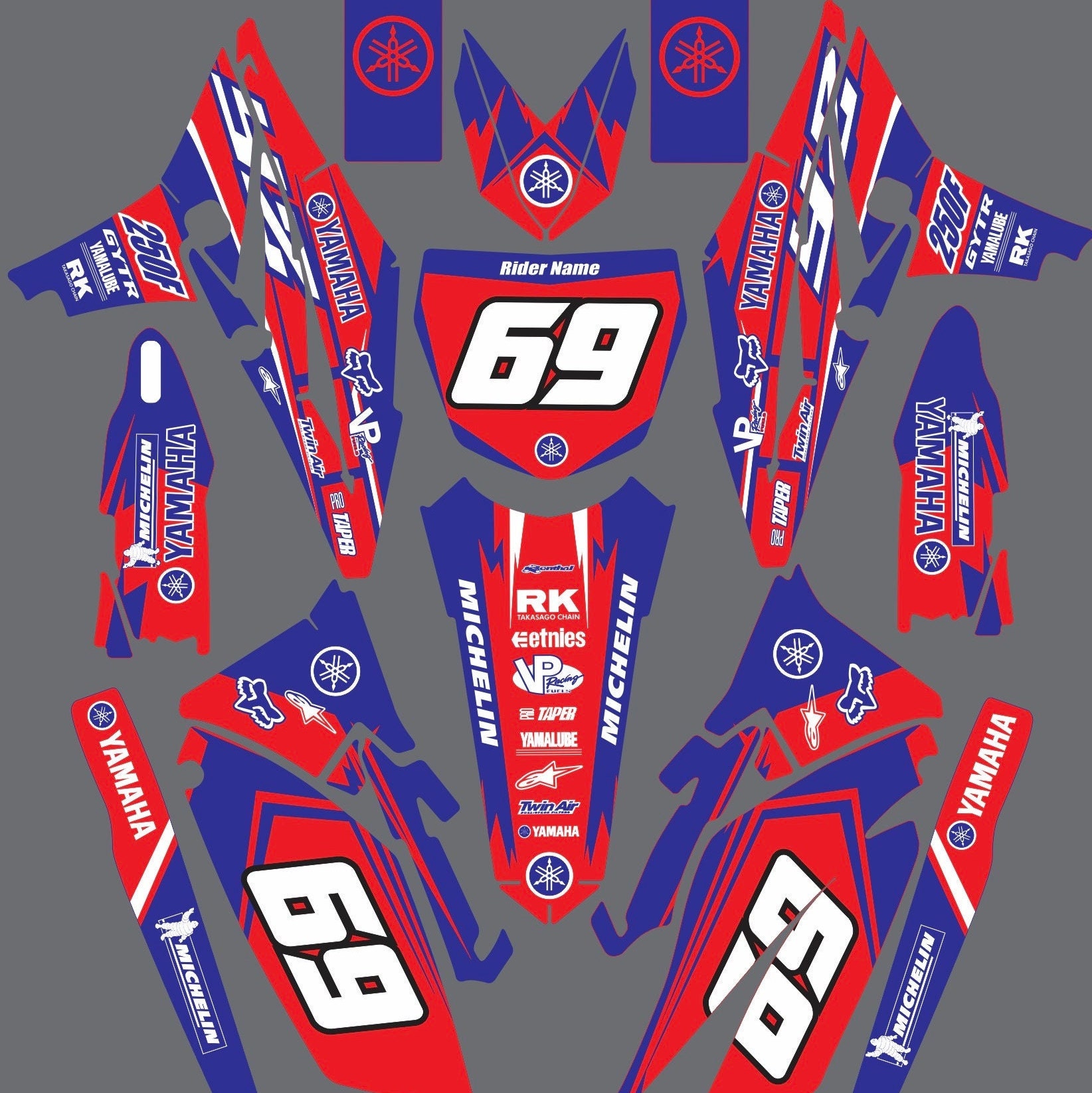 Red Blue White Decals YAMAHA GRAPHICS YZ250F 2010 2011 2012 2013 - Etsy